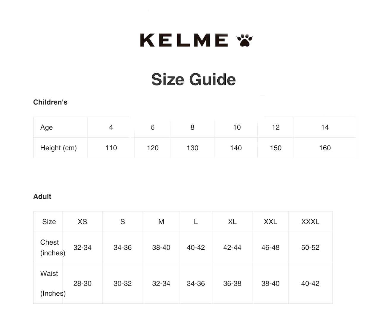 Size Guides - Football Stuff